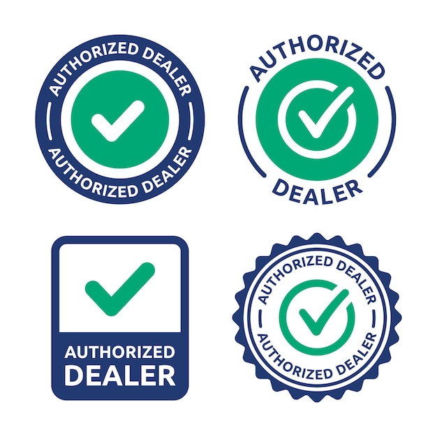 Vibrant Authorized Dealer Seals with Checkmark Symbols | Jiffy Designs