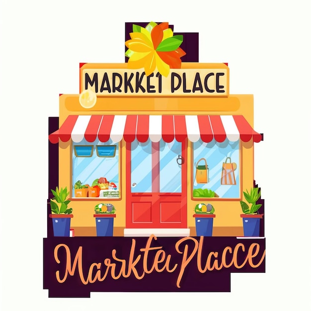 Vibrant Marketplace Storefront with Colorful Awning and Signage | Jiffy ...