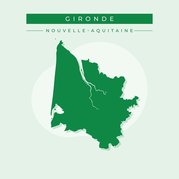Green Silhouette Map of Gironde Region in France | Jiffy Designs