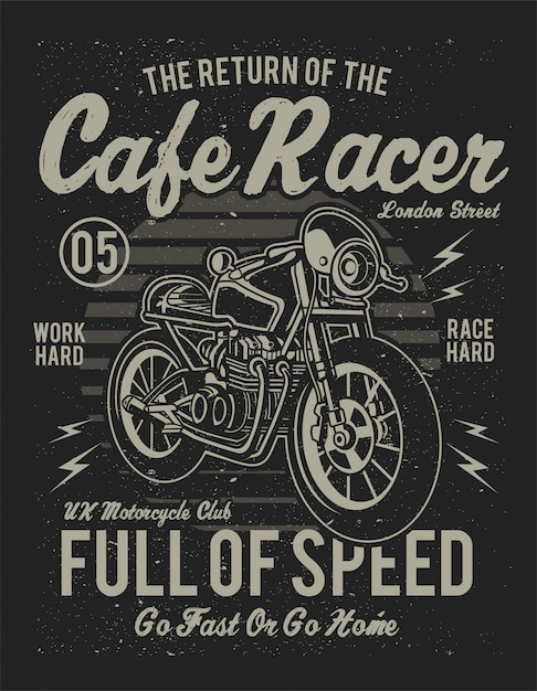 Vintage Cafe Racer Motorcycle Club Poster with Retro Styling | Jiffy ...