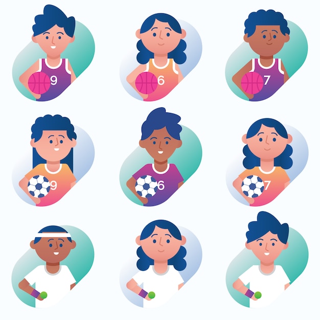 Diverse Collection of Vibrant Sports Avatars | Jiffy Designs