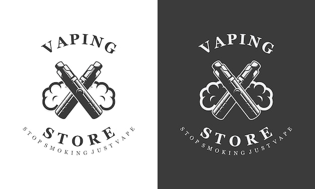 Vintage Vaping Store Logo with Crossed E-Cigarettes and Smoke | Jiffy ...