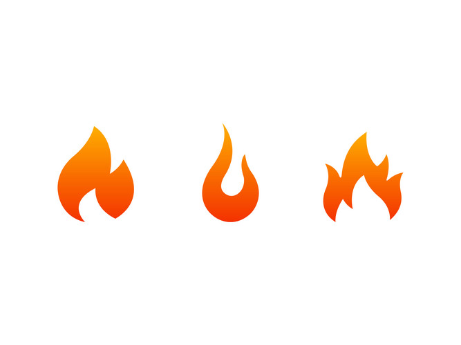 Fire Flames Icon Set. Different Flame Symbols. Vector Illustration ...