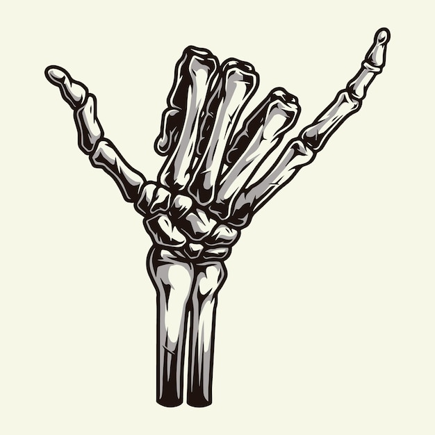 Striking Skeletal Hand Gesture in Monochrome Illustration | Jiffy Designs