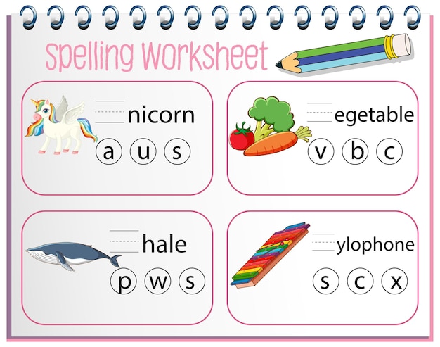 Engaging Spelling Worksheet with Vibrant Illustrations | Jiffy Designs