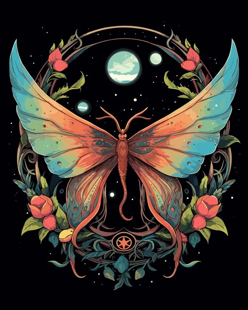 Enchanting Celestial Butterfly: A Vibrant Cosmic Emblem | Jiffy Designs