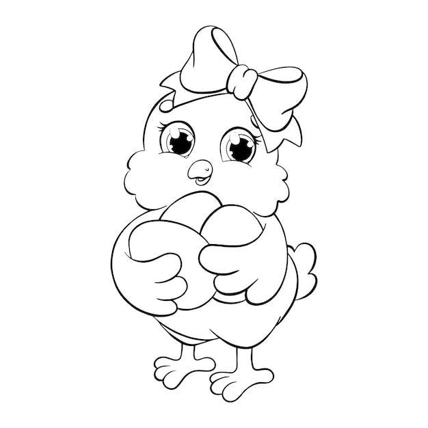 Cute Chubby Cartoon Chicken Line Drawing Illustration | Jiffy Designs