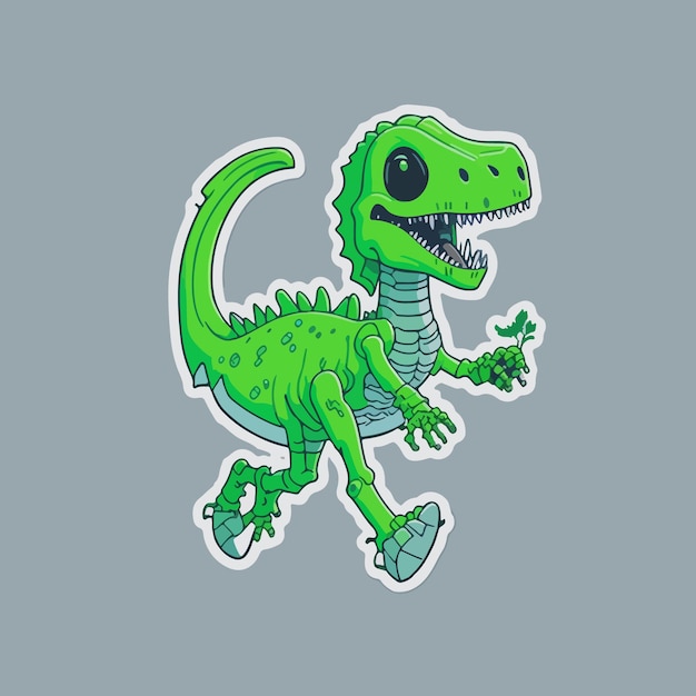 Playful Green Dinosaur Sticker with Vibrant Cartoon Design | Jiffy Designs