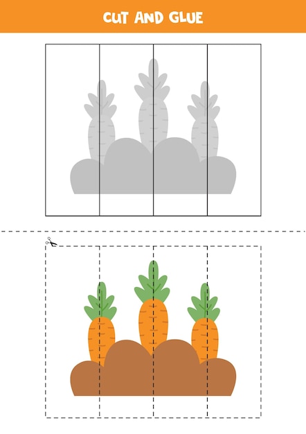Carrot Garden Cut and Glue Activity Illustration | Jiffy Designs