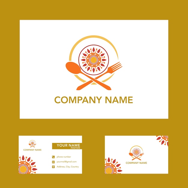 Vibrant Sun-Inspired Logo with Utensils and Textured Elements | Jiffy ...