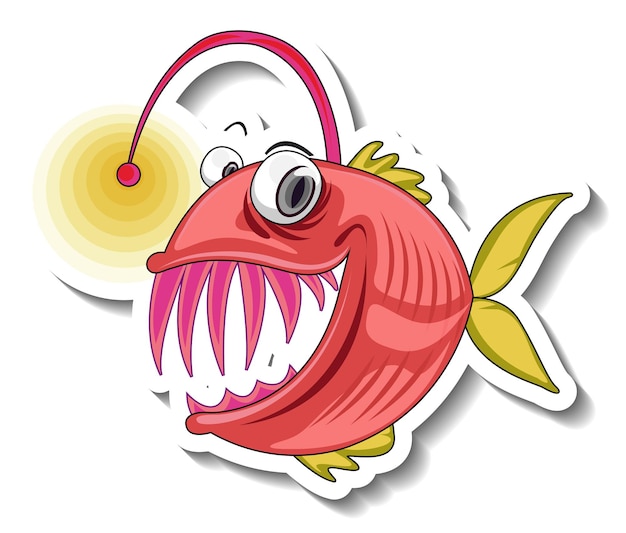 Vibrant Cartoon Deep-Sea Predator Fish Sticker | Jiffy Designs