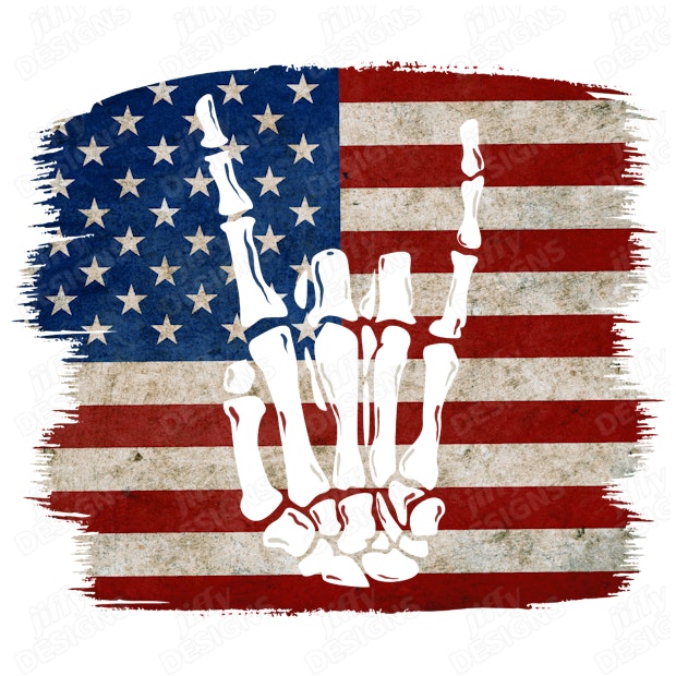 American Flag Skeleton Hand Patriotic Brushstroke Design | Jiffy Designs