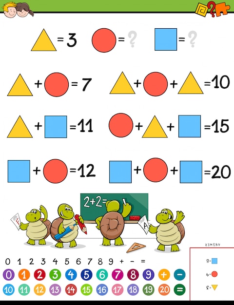 Vibrant Math Puzzle with Geometric Shapes and Numbers | Jiffy Designs