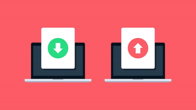 Minimalist Laptop Icons Depicting File Upload and Download | Jiffy Designs