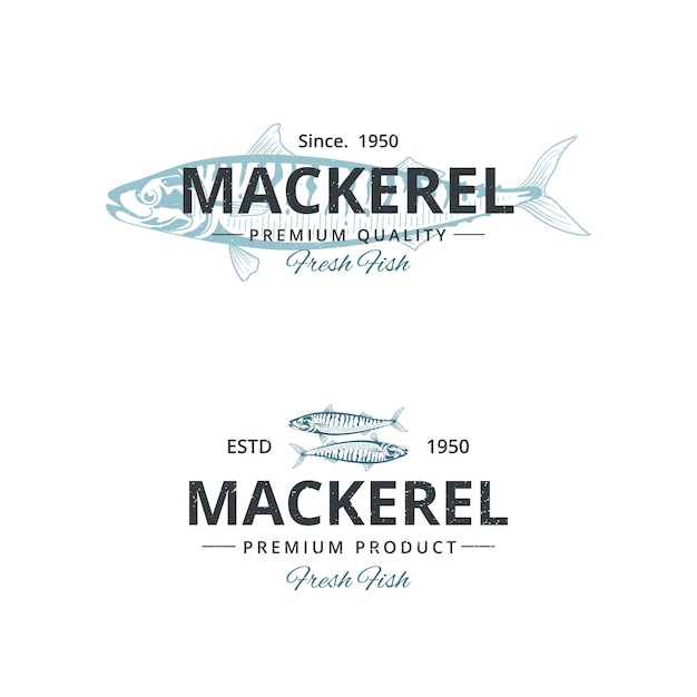 Vintage Mackerel Premium Fish Brand Logos with Retro Typography | Jiffy ...
