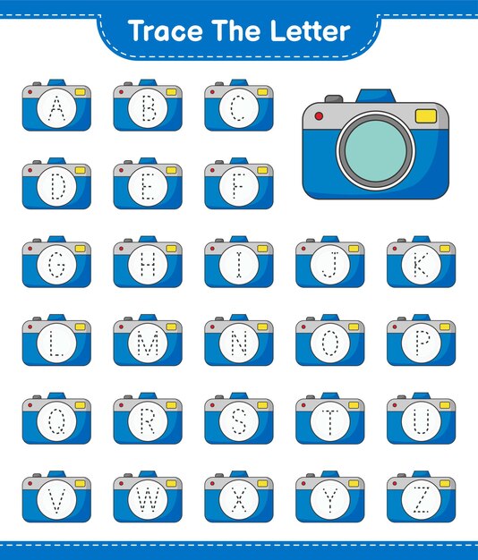 Trace The Letter - Alphabet Camera Illustration Collection | Jiffy Designs
