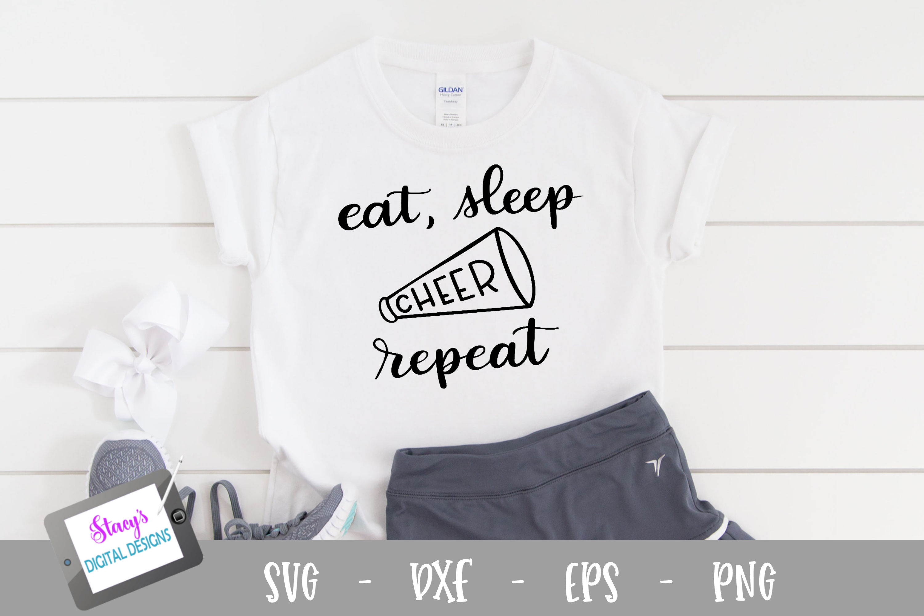 'Eat, Sleep, Cheer, Repeat' Cheerleading Quote with Megaphone | Jiffy ...