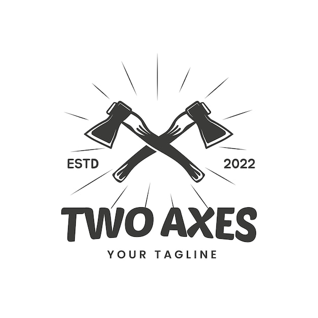 Vintage-Inspired Crossed Axes Logo Design for Outdoor Enthusiasts ...