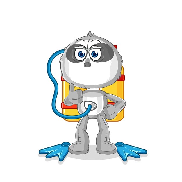 Adorable Robot Mascot with Backpack and Snorkel Gear | Jiffy Designs