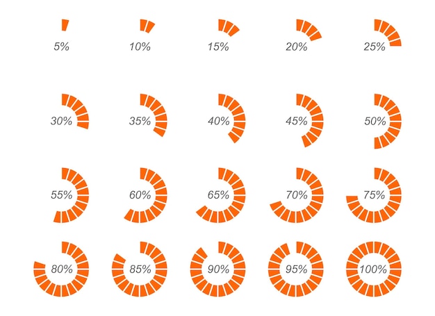 Vibrant Orange Pie Chart Infographic Icons with Percentage Indicators ...
