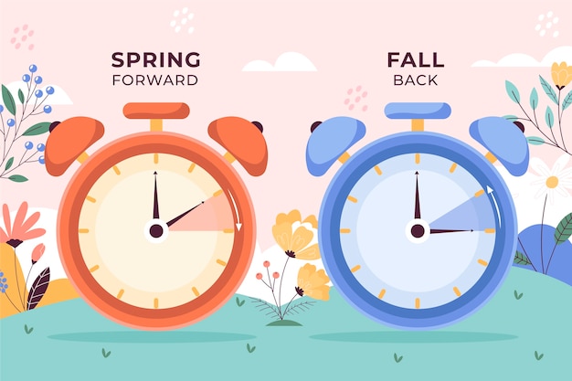Colorful Alarm Clocks Illustration for Spring and Fall Time Change ...