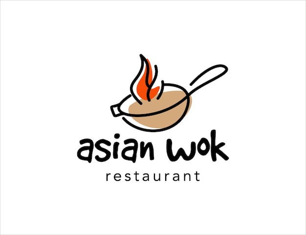 Vibrant Wok Flame and Noodle Dish for Asian Cuisine | Jiffy Designs