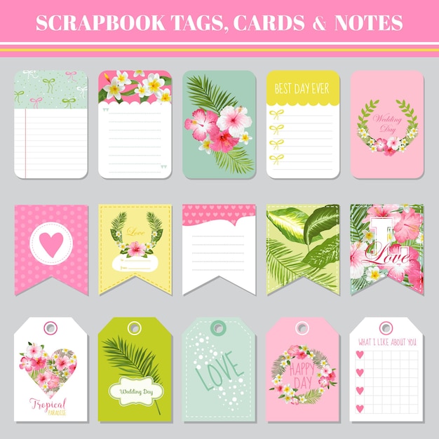 Vibrant Floral Scrapbook Tags, Cards, and Notes Collection | Jiffy Designs