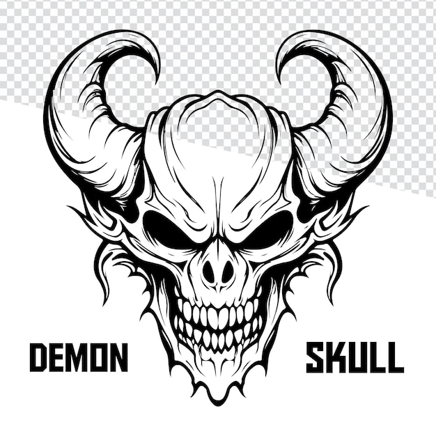 Menacing Horned Demon Skull with Fierce Tribal Markings | Jiffy Designs