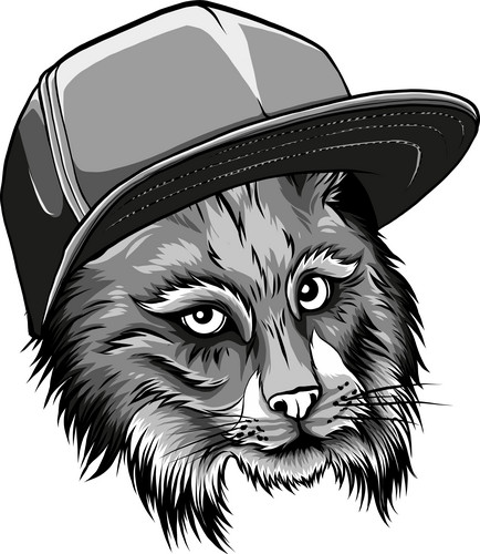 Lynx Head, Black And White Isolated On White Background, Mascot, Design ...
