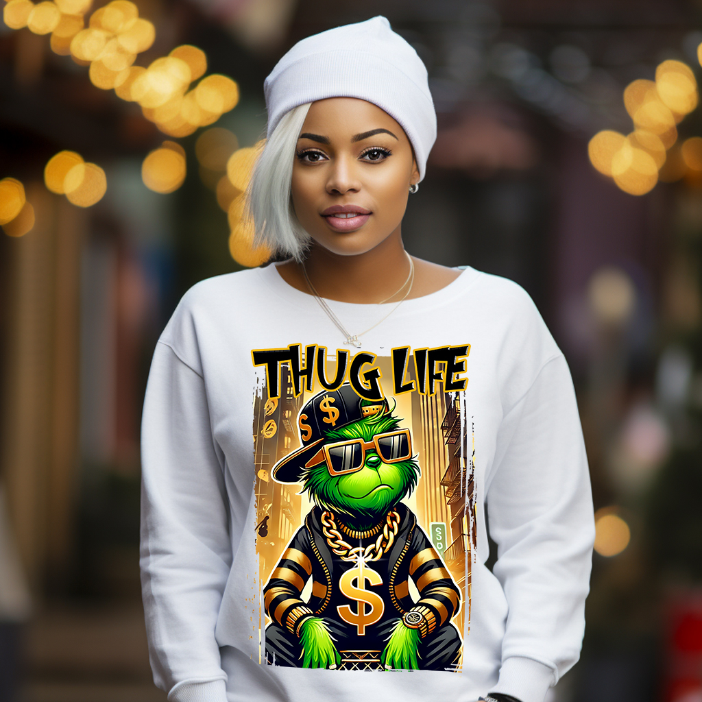 'Thug Life' Green Character in Urban Streetwear with Dollar Sign Bling ...