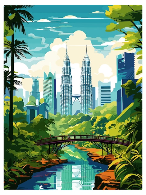 Tropical Metropolis: Lush Cityscape with Iconic Skyscrapers | Jiffy Designs