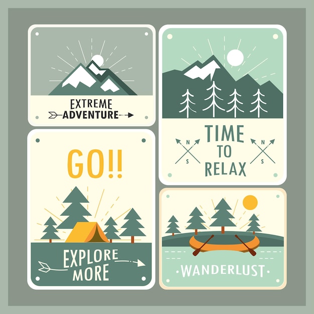 Outdoor Adventure Emblem Collection: Explore, Relax, and Discover ...