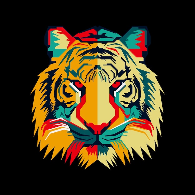 Vibrant Pop Art Tiger Portrait with Striking Colors | Jiffy Designs