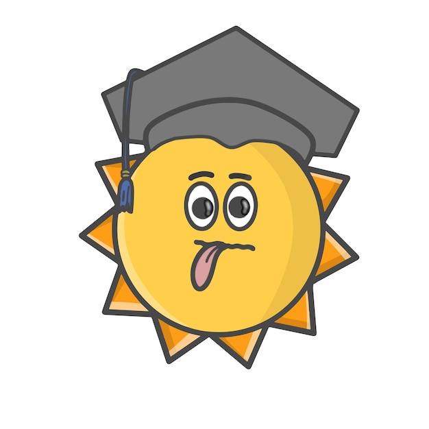 Cheerful Sun Wearing Graduation Cap Celebrates Academic Achievement ...