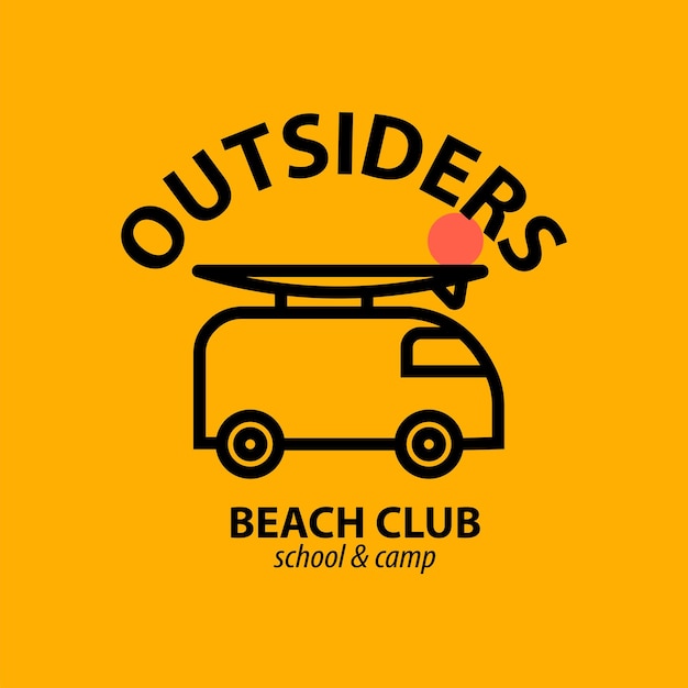 Vibrant Outsiders Beach Club Logo with Retro Surf Van | Jiffy Designs