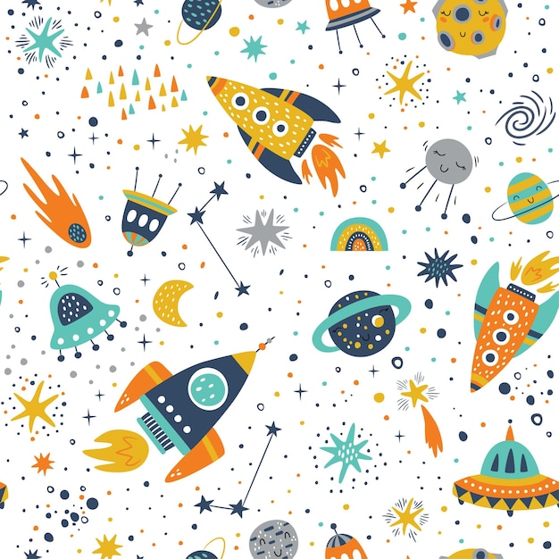 Vibrant Cosmic Collection of Whimsical Space-Themed Elements | Jiffy ...