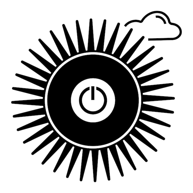 Radiant Power Symbol in Sleek Monochrome Design | Jiffy Designs