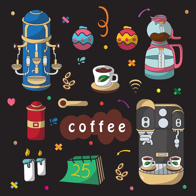 Vibrant Collection of Whimsical Coffee-Themed Illustrations | Jiffy Designs