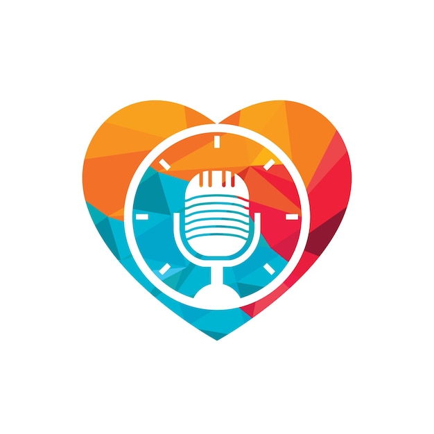 Vibrant Heart-Shaped Microphone Icon with Colorful Backdrop | Jiffy Designs