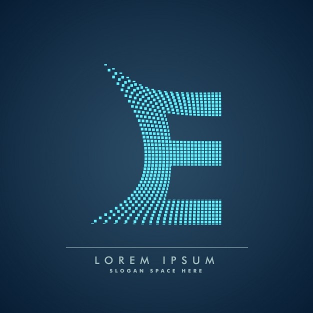 Futuristic Glowing Letter E with Pixelated Wave Design | Jiffy Designs