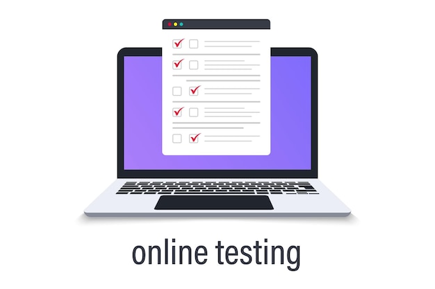 Laptop Screen Displaying Online Exam Checklist with Ticks | Jiffy Designs