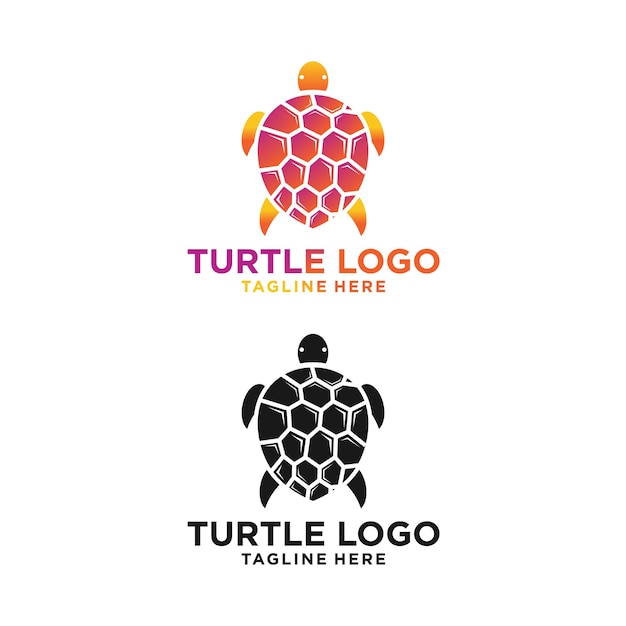 Vibrant Turtle Silhouette with Hexagon Shell Pattern | Jiffy Designs