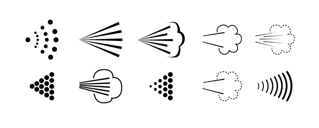 Spray Icons Set. Spray Steam Icons. Cleanning Deodorant Sprayed Line ...