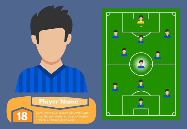 Vibrant Soccer Player Profile with Tactical Formation | Jiffy Designs
