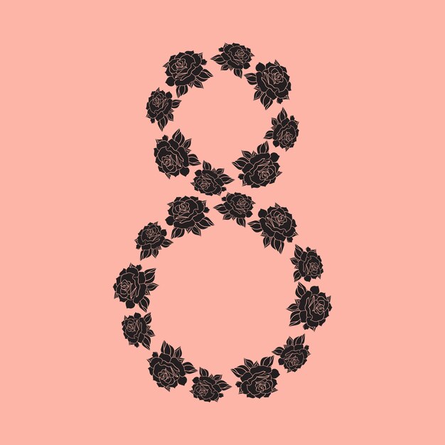 Elegant Floral Number Eight Design on Peach Background | Jiffy Designs