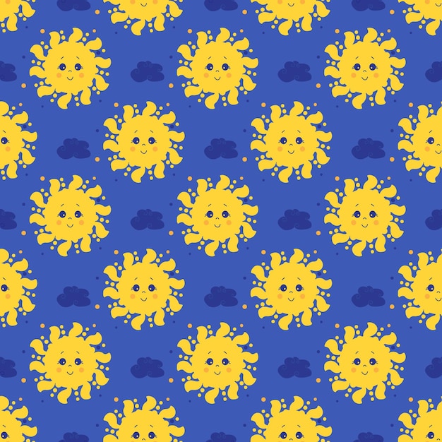 Cheerful Sunshine Motif on a Cloudy Sky Background | Jiffy Designs