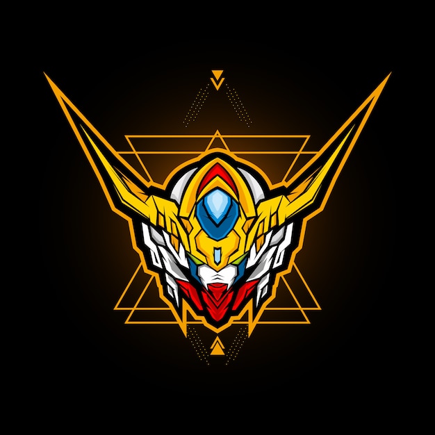 Majestic Mecha Emblem Shines with Geometric Brilliance | Jiffy Designs
