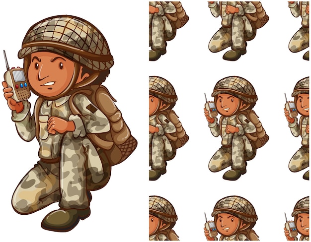 Charming Collection of Cartoon Soldier Characters in Camouflage Gear ...