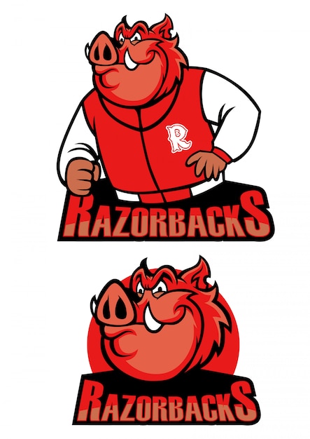 Vibrant Razorbacks Mascot Logos in Red and Black | Jiffy Designs