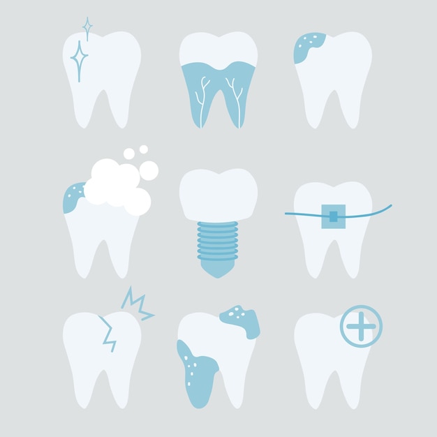Vibrant Dental Symbols: A Comprehensive Dental Health Illustration ...